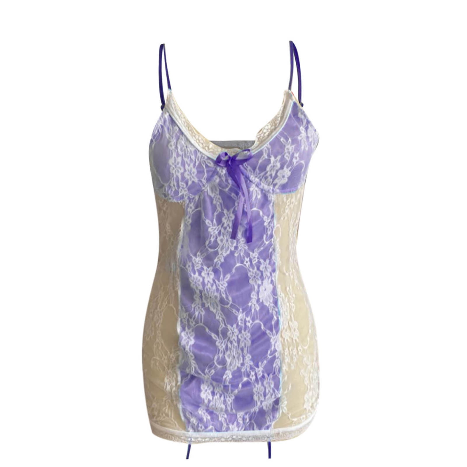 FRSASU Plus size Pajamas Women Lace Sling Vest Hollow Mesh See-Through ...