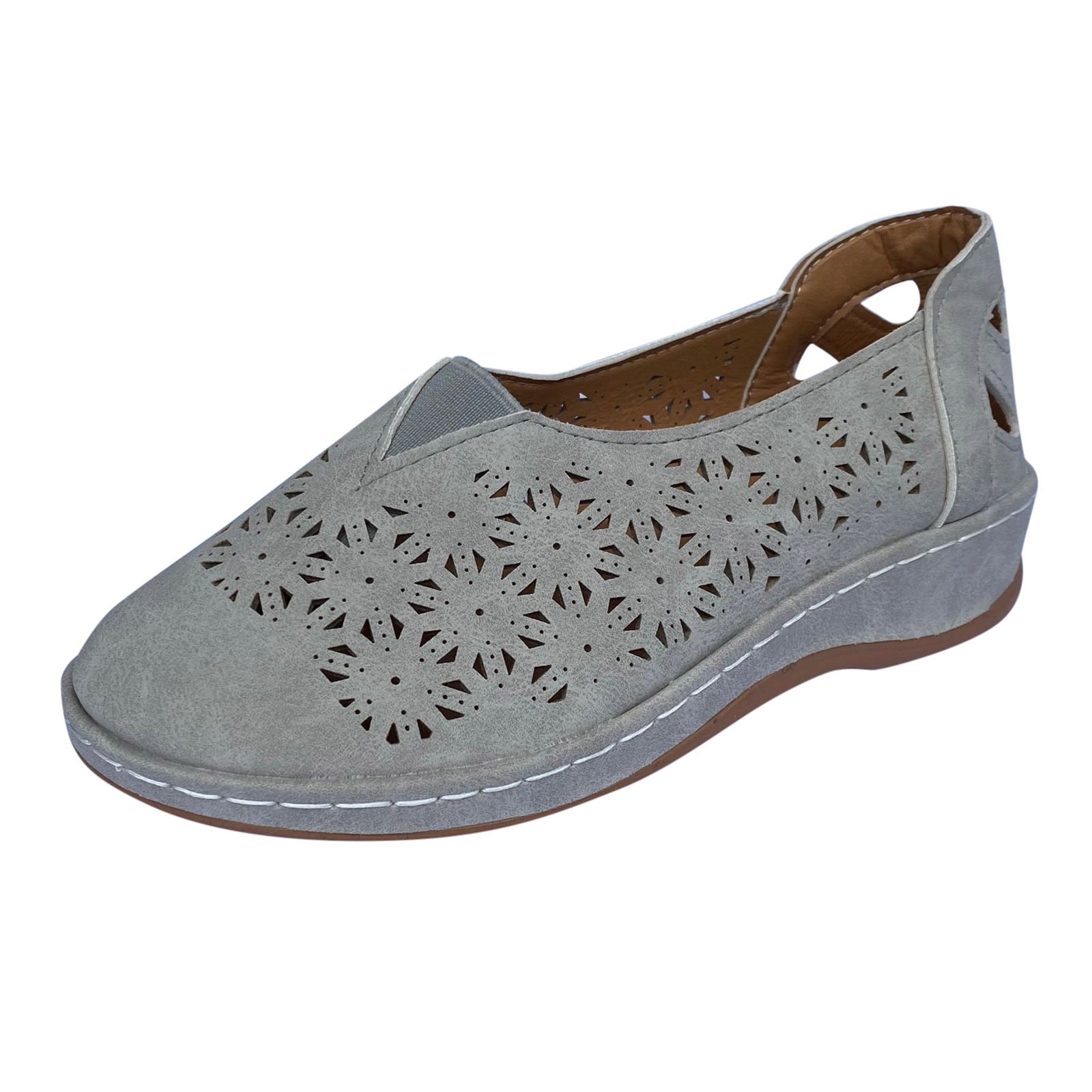 FRSASU Summer Shoes for Women,Summer Women Slip-On Open Toe Flat Hollow ...
