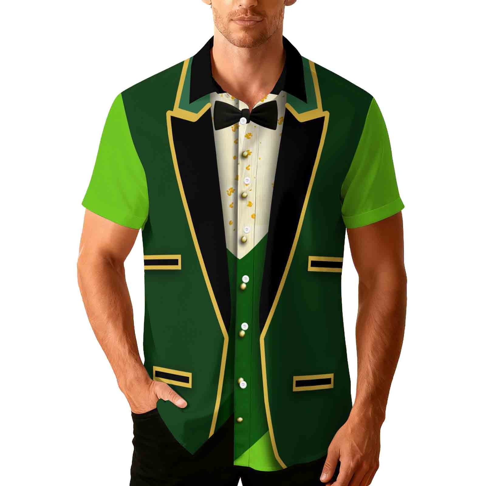 FRSASU St Patricks Day Button Down Shirts for Men - Funny Irish Lapel ...