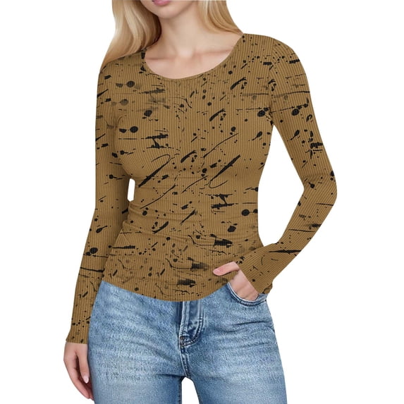 FRSASU Tops for Women Long Sleeve Ribbed Knit Going Out Tops Trendy ...