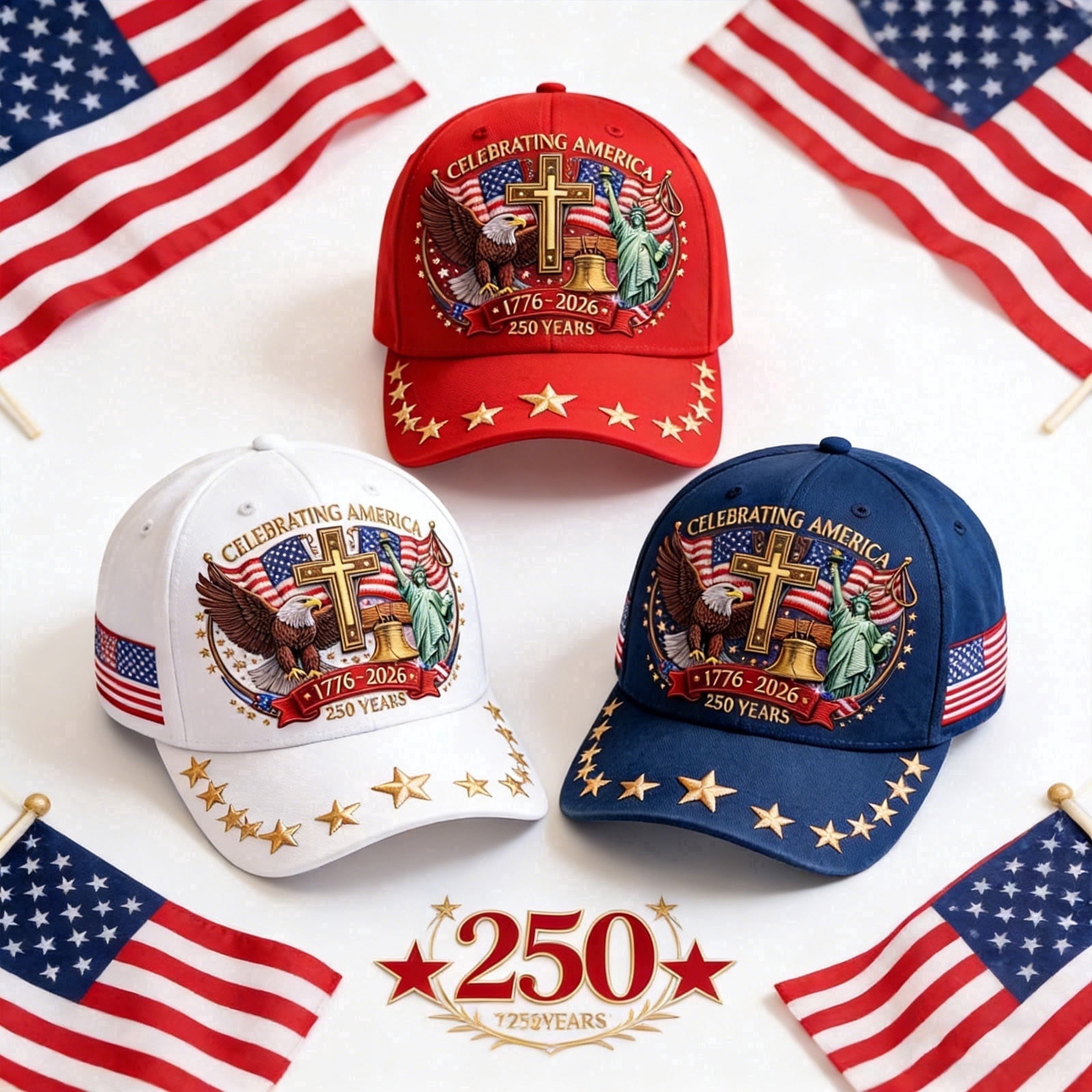 FRSASU USA 250th Anniversary Hat, Adjustable 250th Anniversary Bald ...