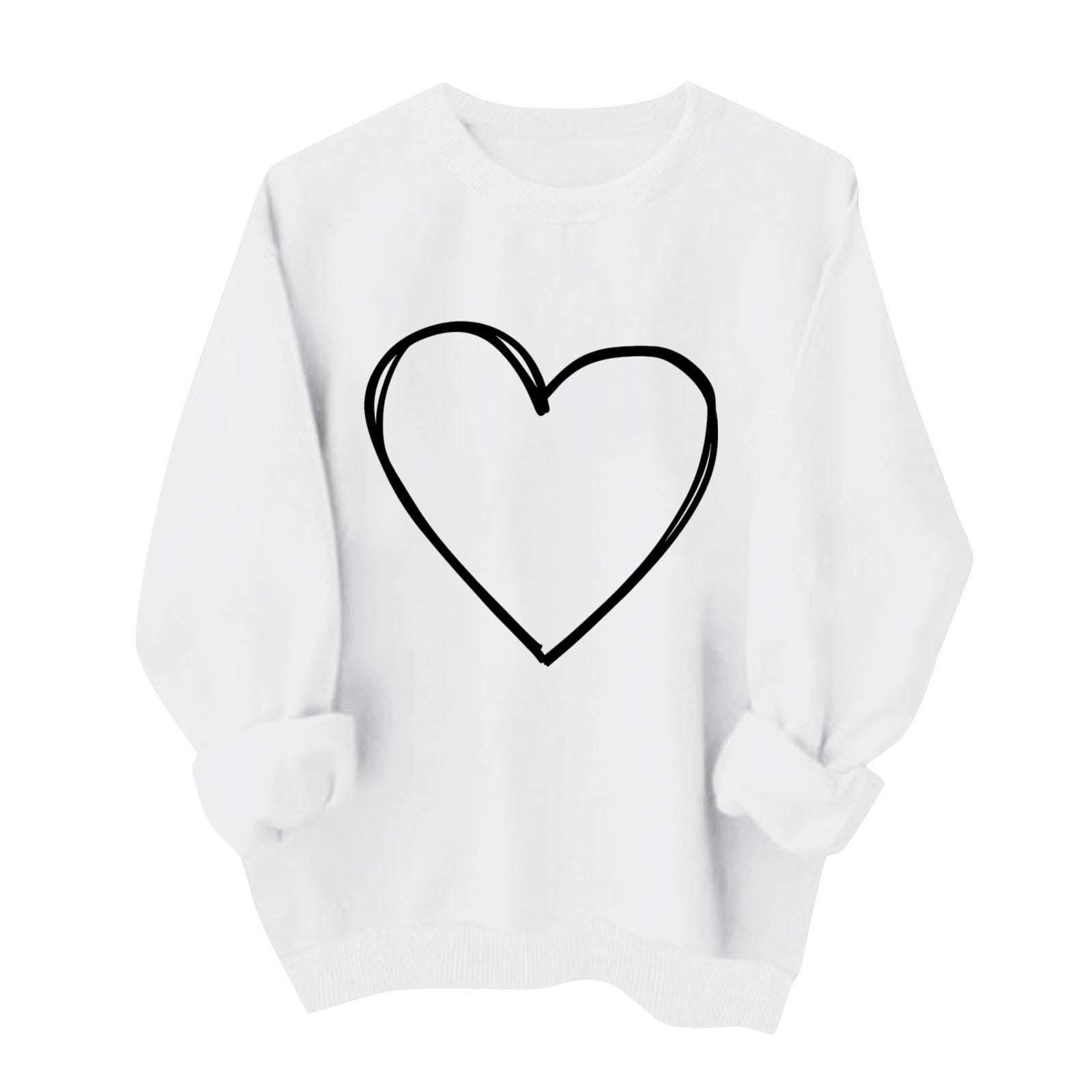 FRSASU Valentine Sweatshirts for Women Heart & Love Print Tops Crewneck ...