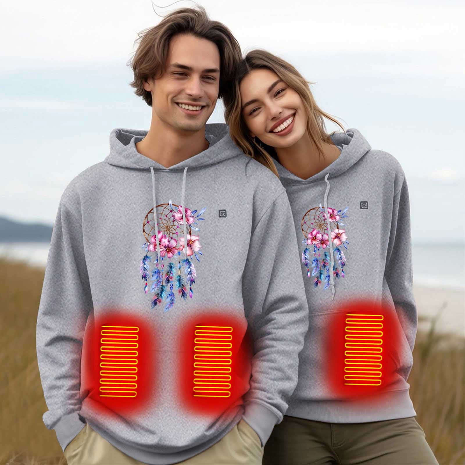 FRSASU Winter intelligent heating hooded sweatshirt with five zones for ...
