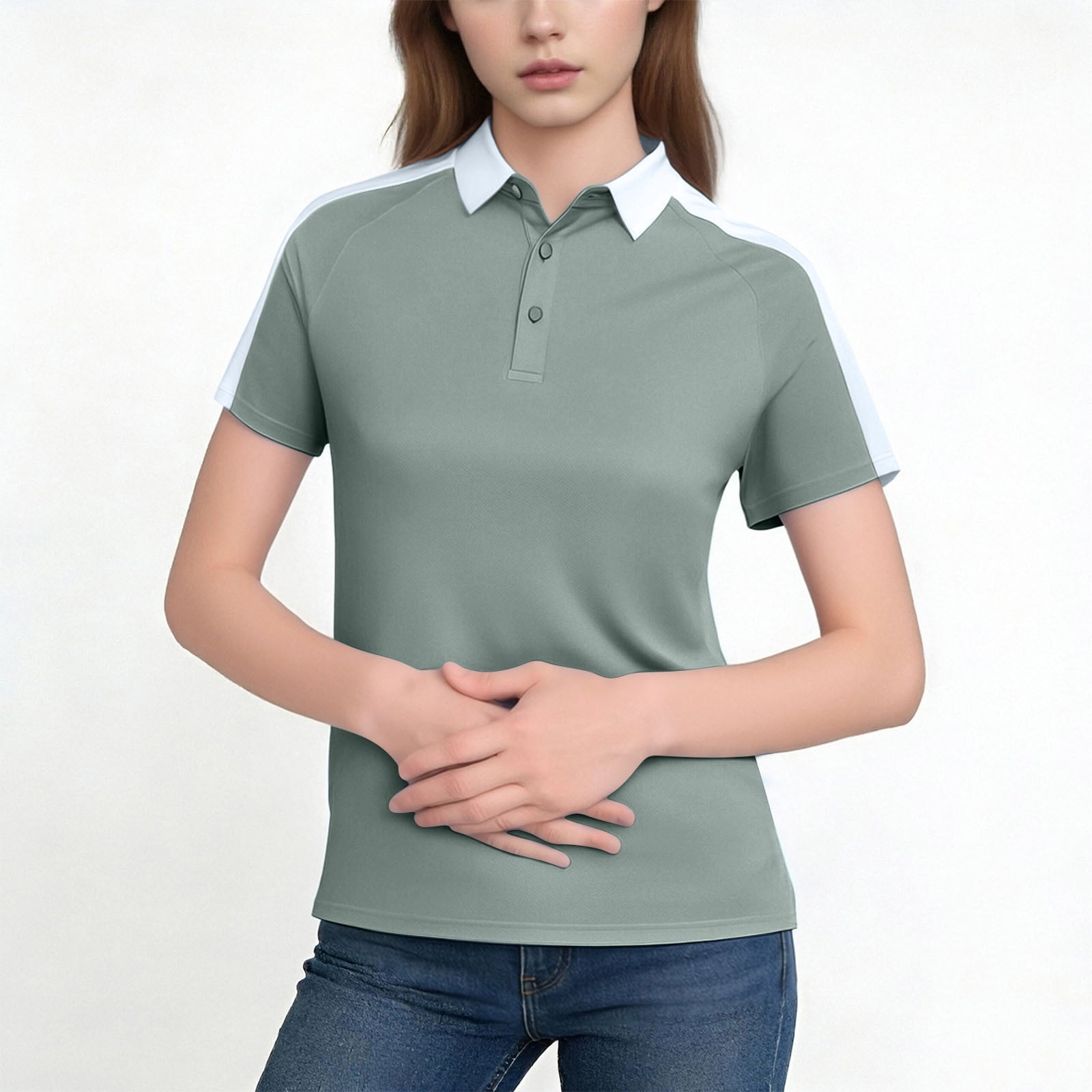 FRSASU Women Button Down Shirts Short Sleeve Lapel Blouse Business ...