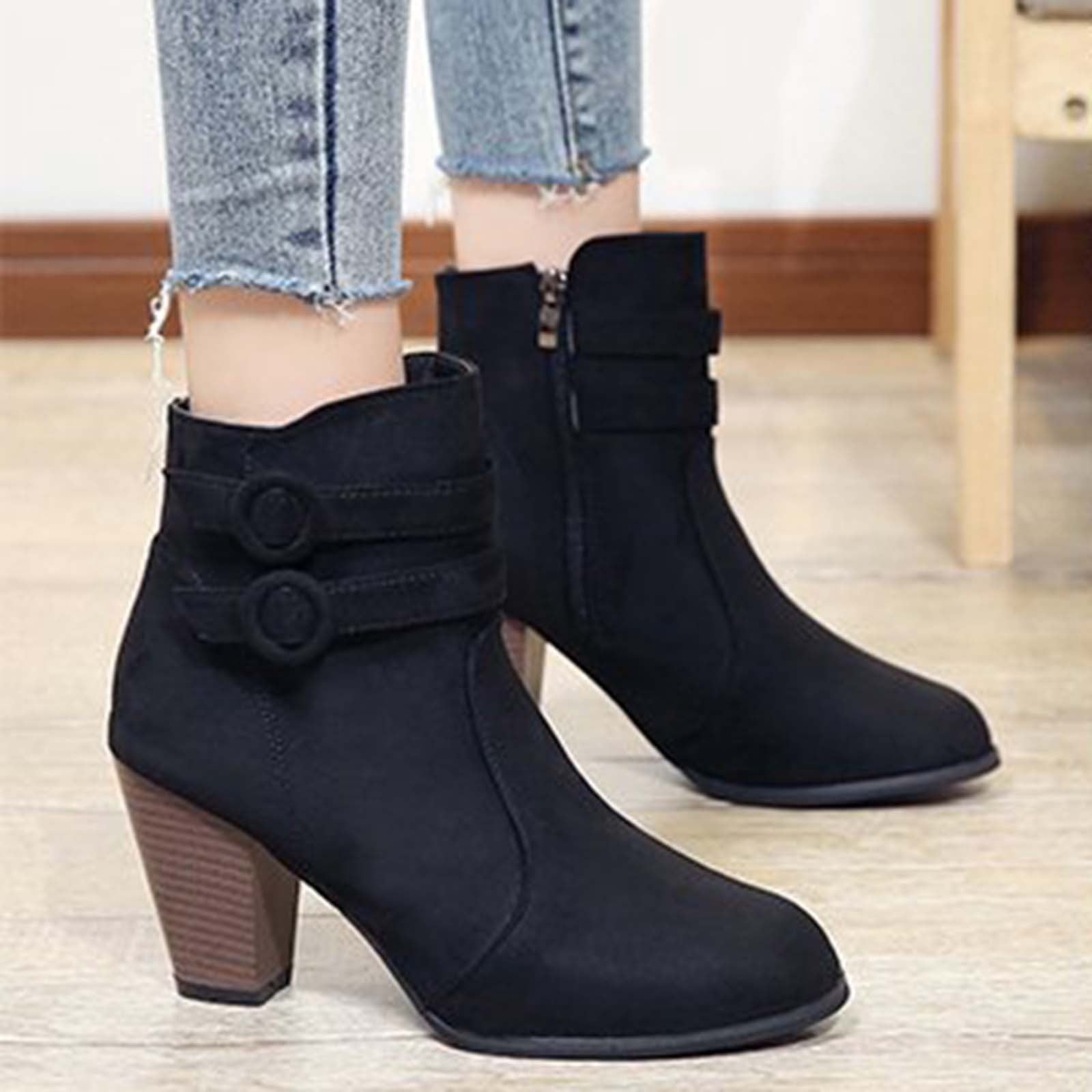 FRSASU Women Casual Versatile Cool and Eye-Catching Frosted Boots with ...