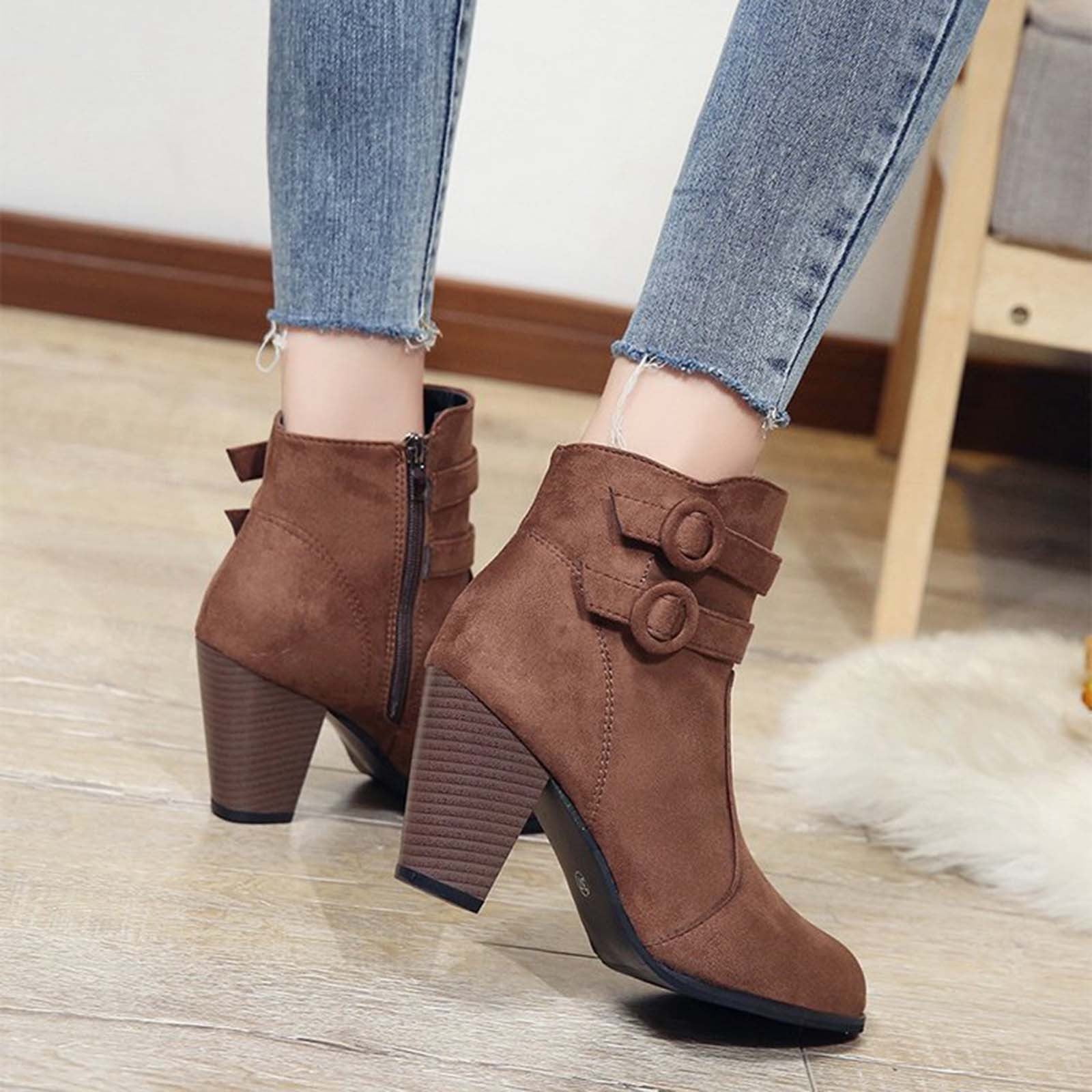 FRSASU Women Casual Versatile Cool and Eye-Catching Frosted Boots with ...
