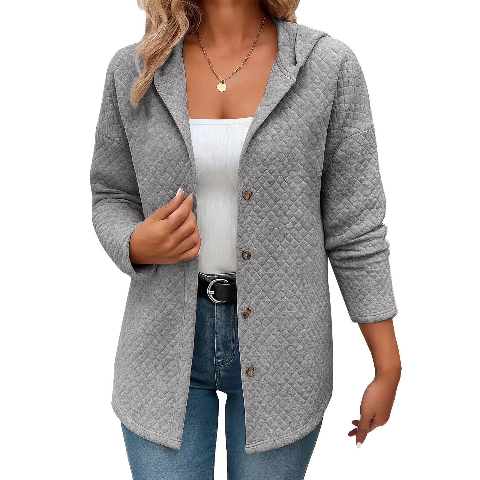 FRSASU Women Hooded Cardigan Oversized Slouchy Button up Cable Knit ...