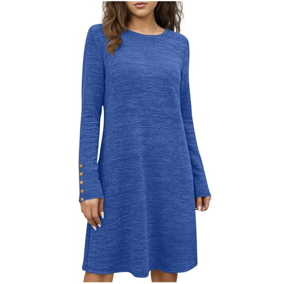 FRSASU Women Long Sleeve Tops T-Shirt Dresses Round Neck Casual A-Line ...