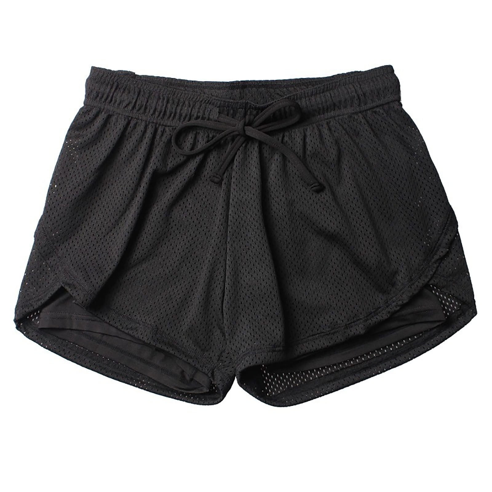 FRSASU Women Running Athletic Shorts Mesh Double Layer Gym Yoga Summer ...