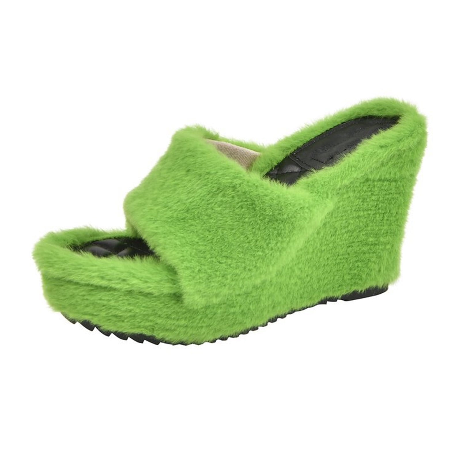 FRSASU Women Slippers Clearance,Furry Slippers Thick Soled Wedges ...