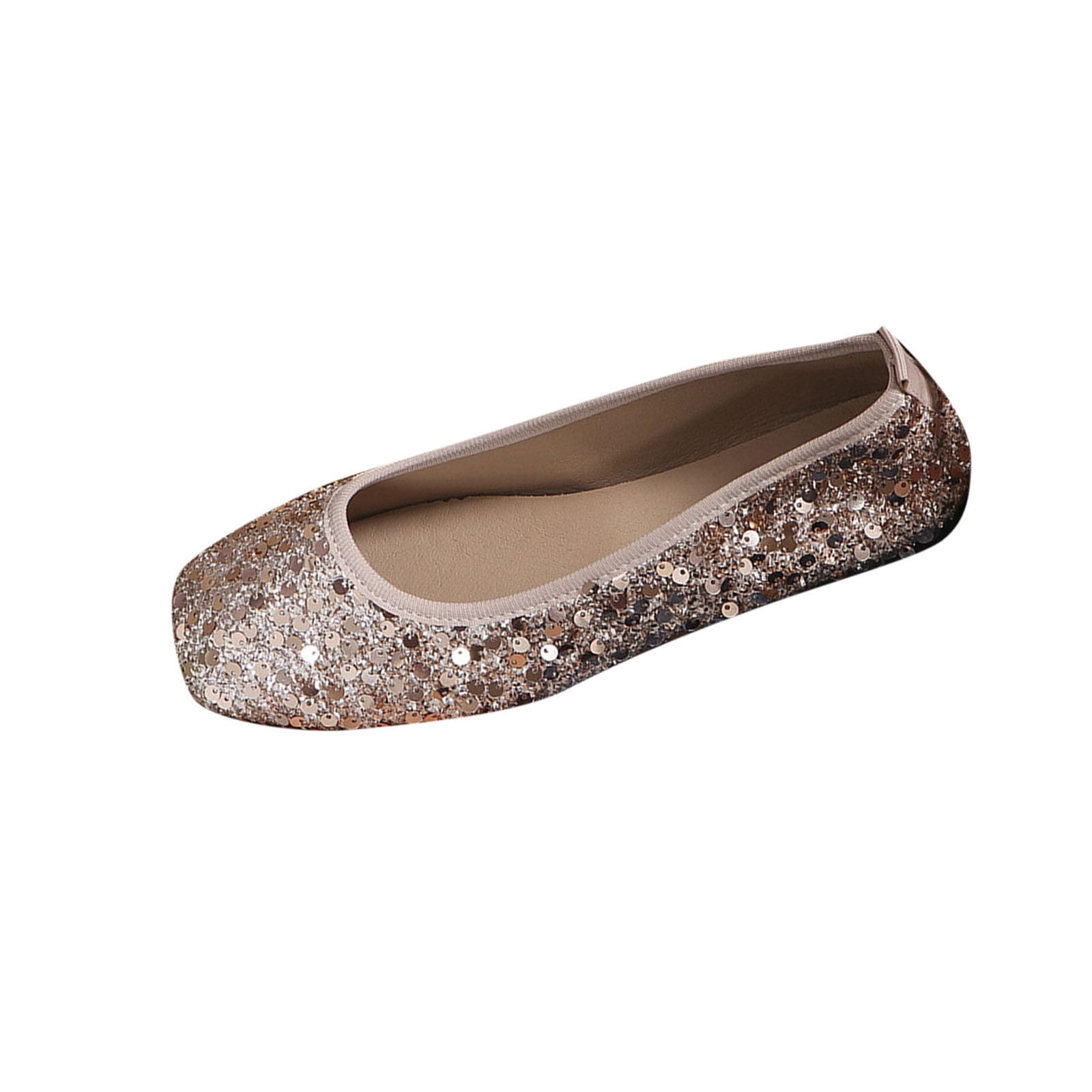 FRSASU Women's Flat Shoes Shiny Glitter Flat Shoes Fashion Casual ...