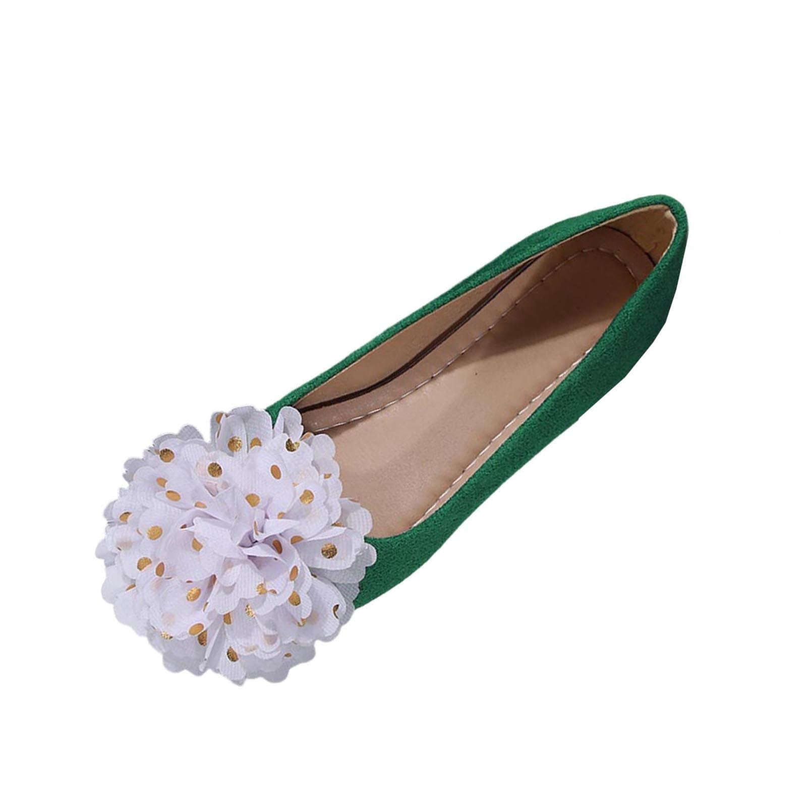 FRSASU Women's Flower Flat Shoes Elegant Slip on Beach Boho Ballet ...