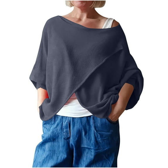 FRSASU Women's Half Sleeve Round Neck Pullover Tops Loose Fit Dressy ...