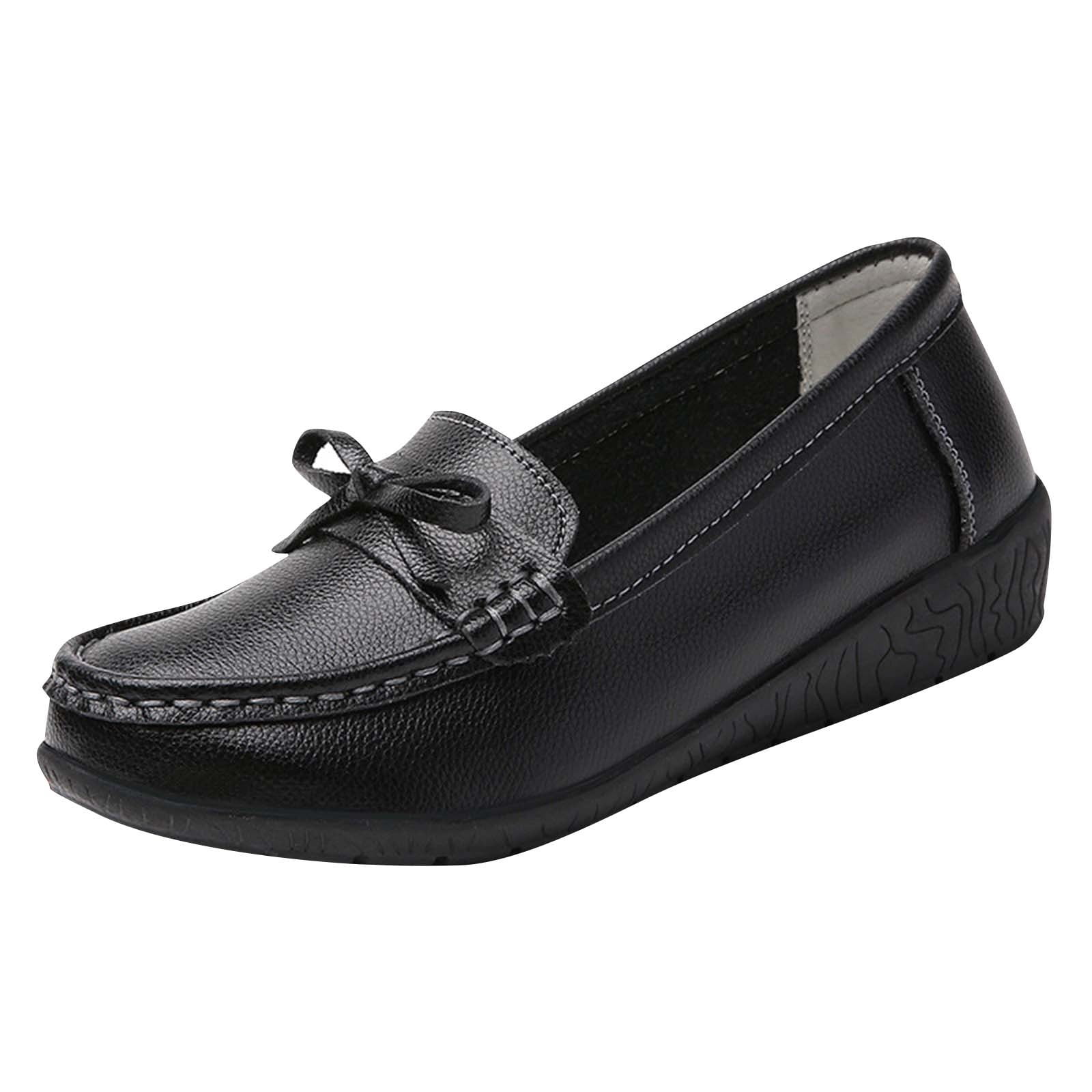 FRSASU Women's Loafers Comfort Slip-Ons Flat Work Shoes Casual Flat Toe ...
