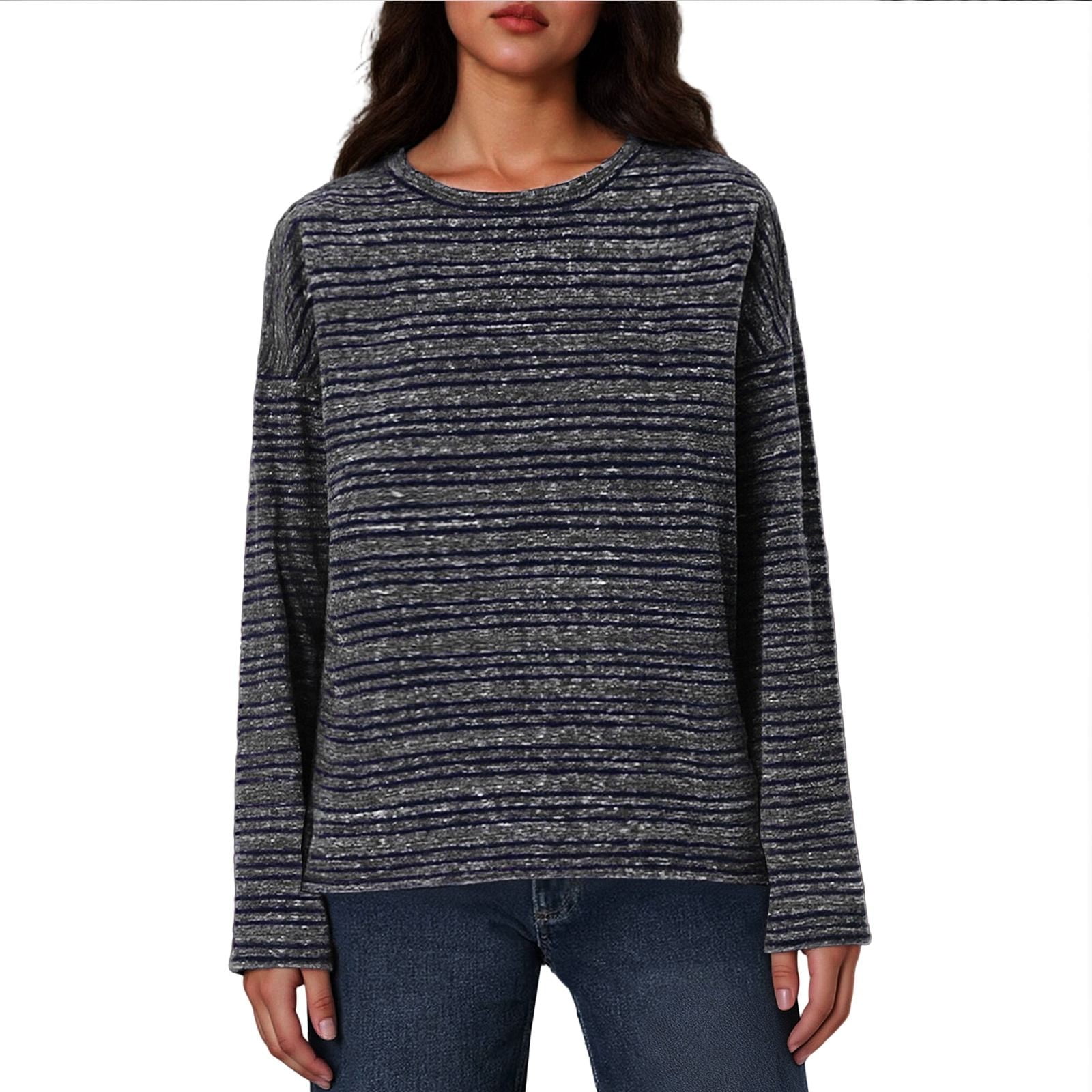 FRSASU Women's Oversized Striped Sweatshirt Long Sleeve Color Block ...