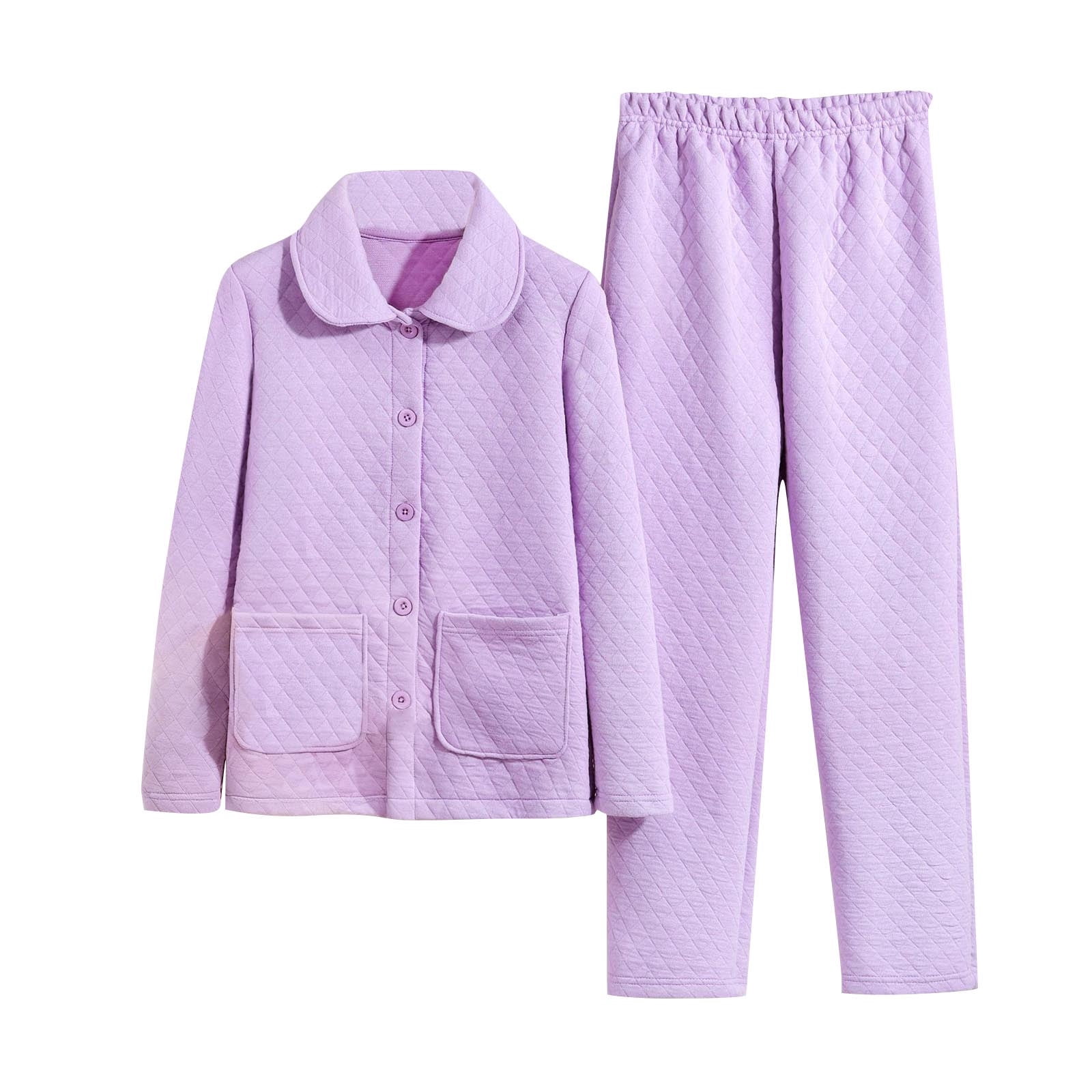 FRSASU Women's Pajama Set Winter Warm Long Sleeve Cotton Padded Coats ...