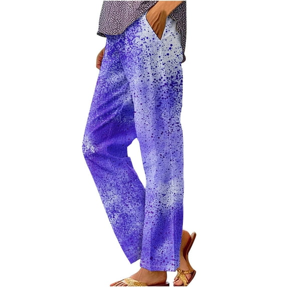 FRSASU Women's Trendy Long Straight Leg Pants Retro Art Printed ...