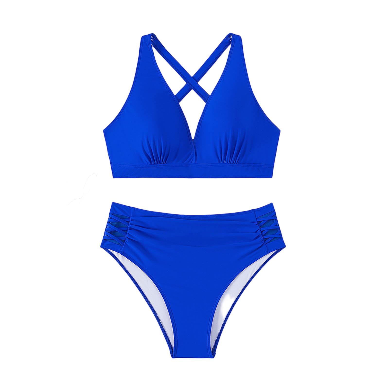 FRSASU Women's Two Piece High Waisted Bikini Set Tummy Control Swimsuit ...