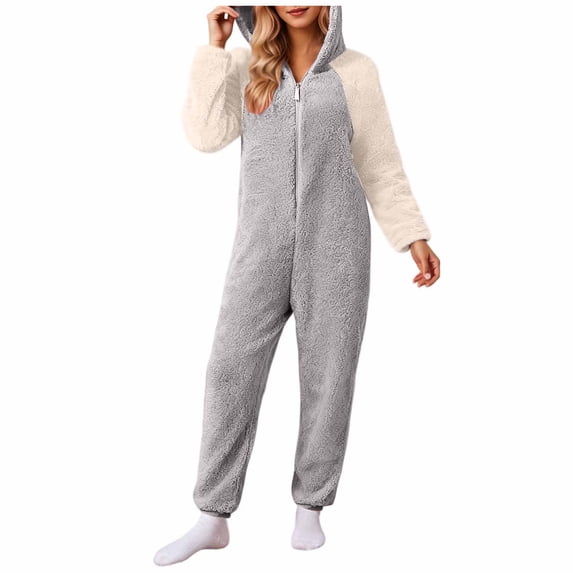 FRSASU Women's Ultra Comfy LoungePlush Romper Onesie Pajamas Zipper ...