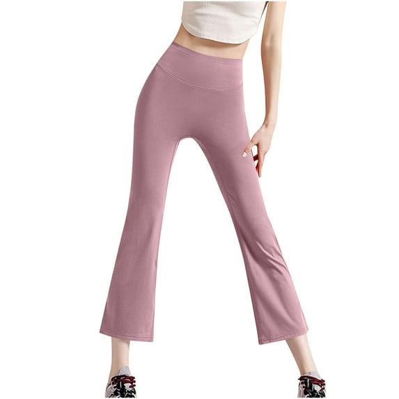 FRSASU Women's Yoga Capri Pants Slim Fit Flare Workout Lounge Bootleg ...