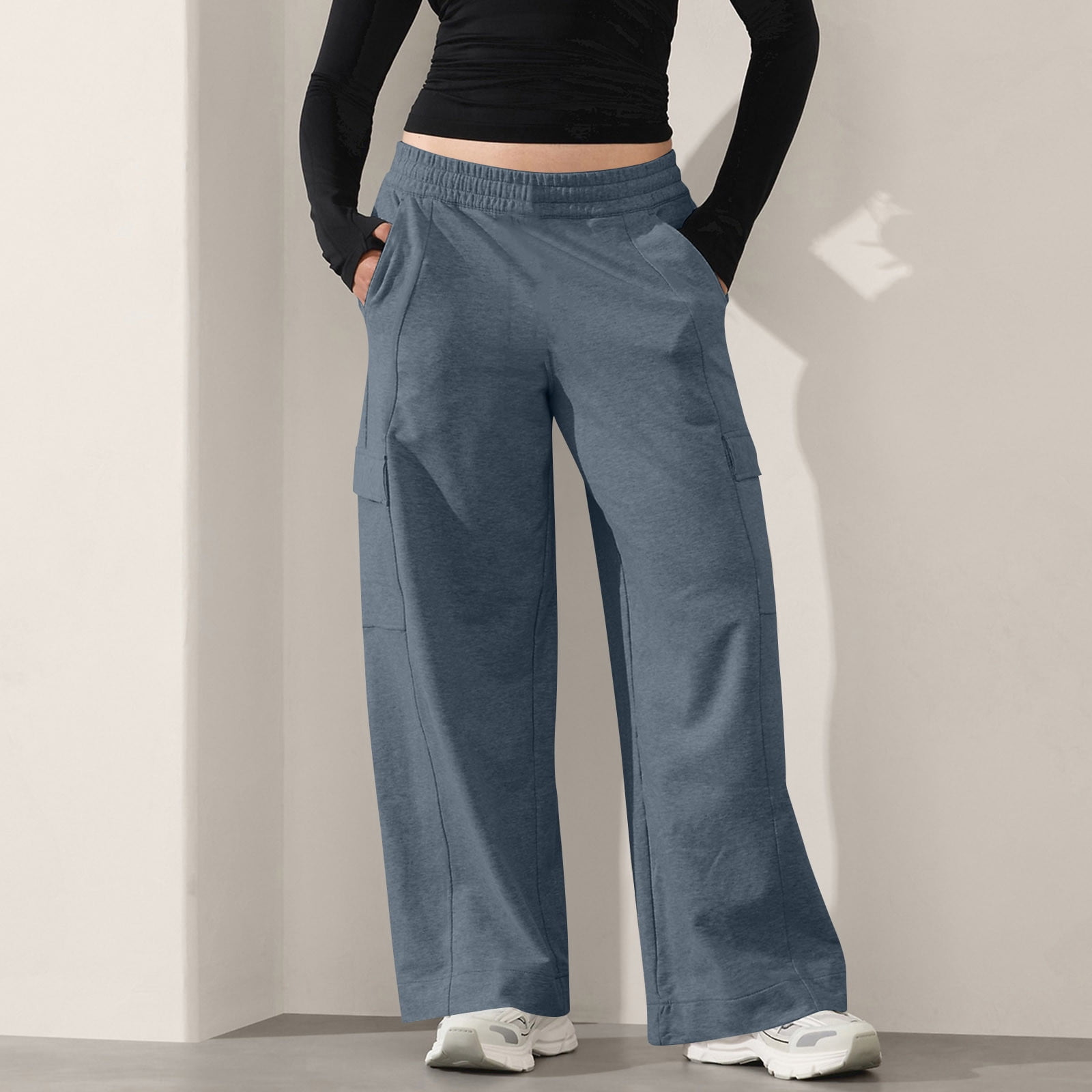 FRSASU Women's solid color loose fit Stretch casual workwear loose fit ...