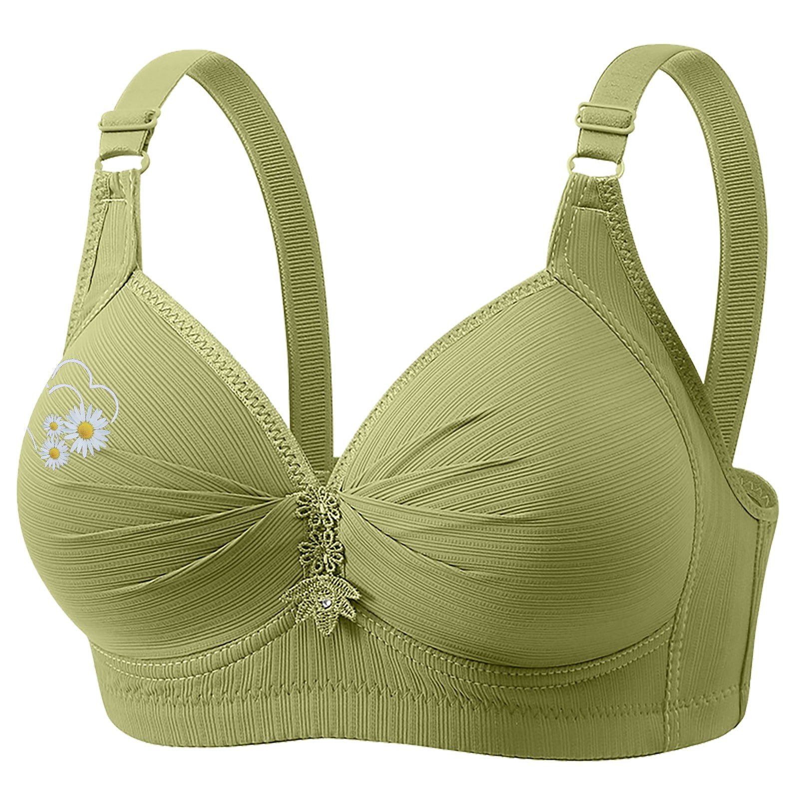 FRSASU Womens Bra Seamless Wireless Supportive Chrysanthemum Print Push ...