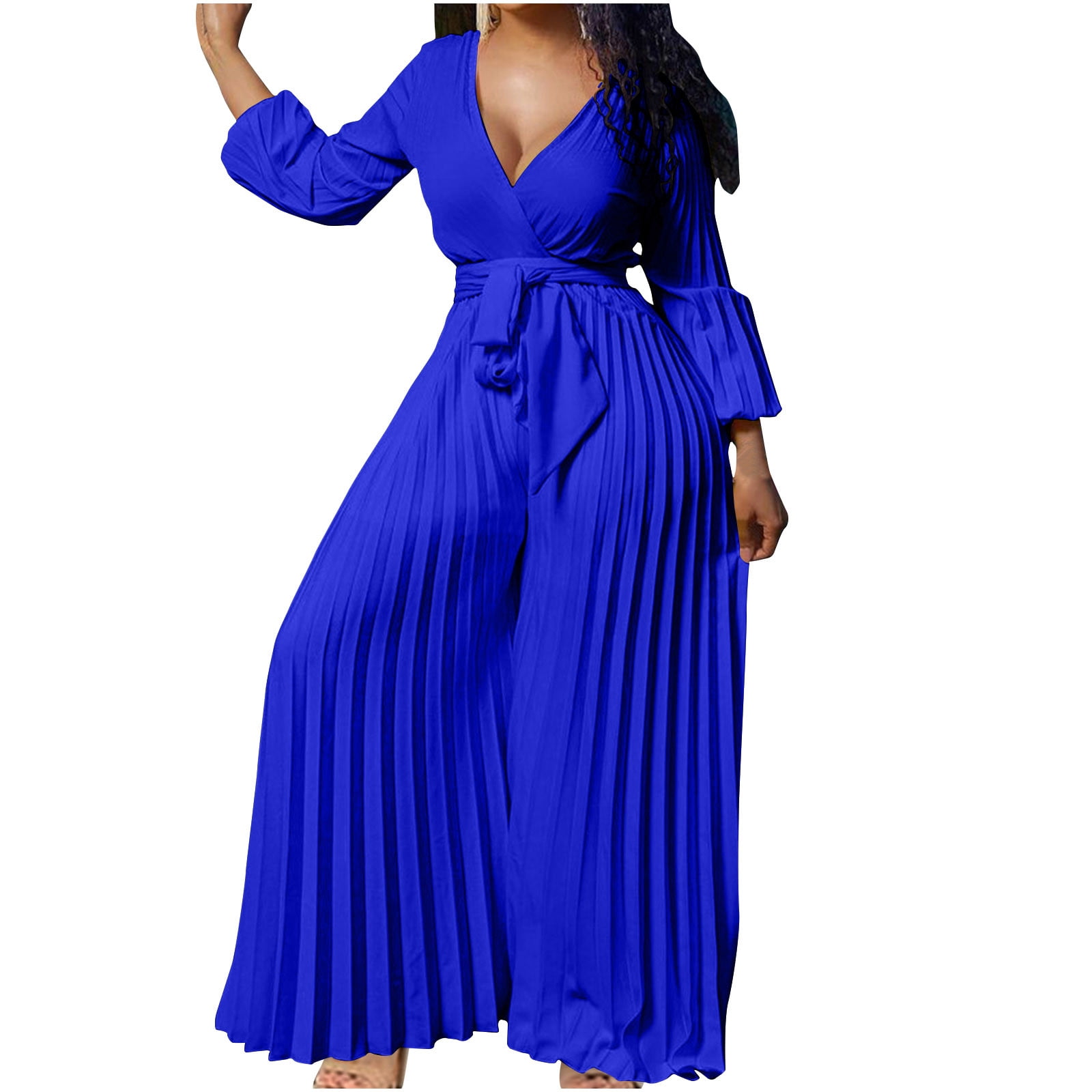 FRSASU Womens Dress Jumpsuit Dressy Long Sleeve High Waist Wide Leg ...