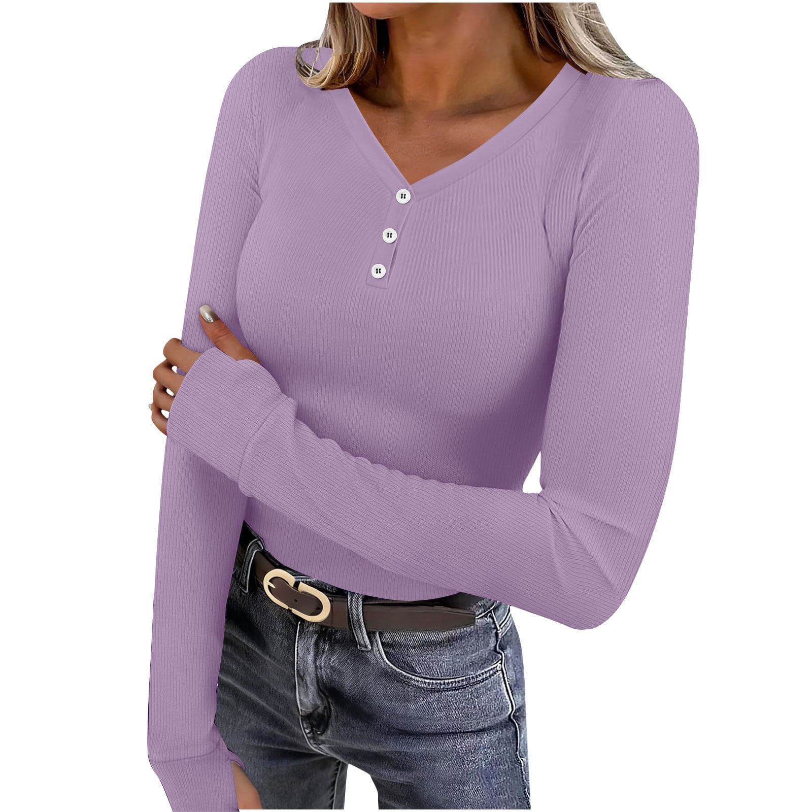 FRSASU Womens Long Sleeve Shirts Spring Clothes Fitted Casual Work ...