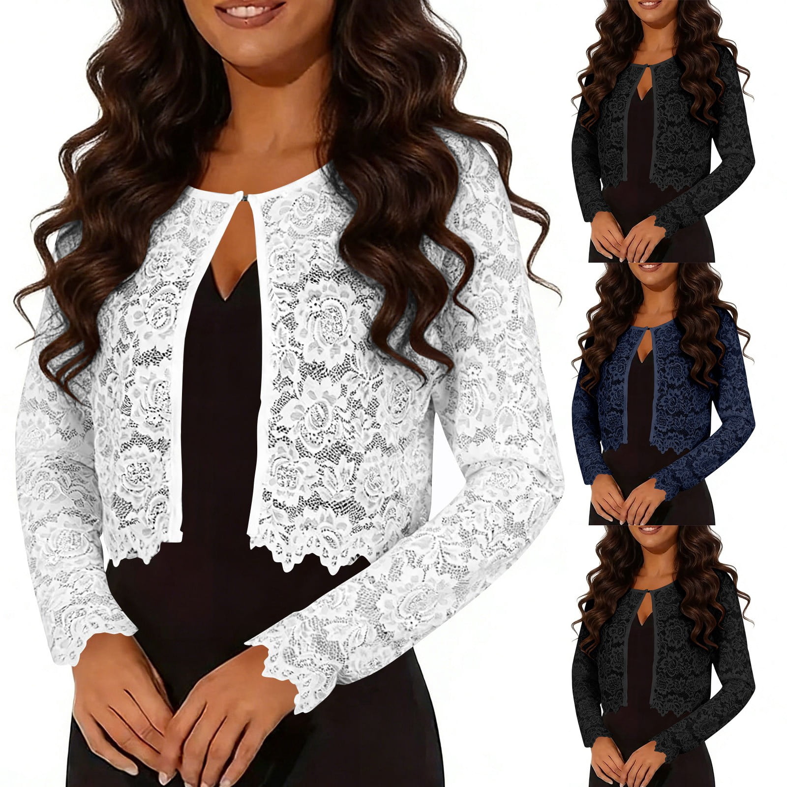 FRSASU Womens Open Front Lace Cardigan Long Sleeve Casual Lightweight ...