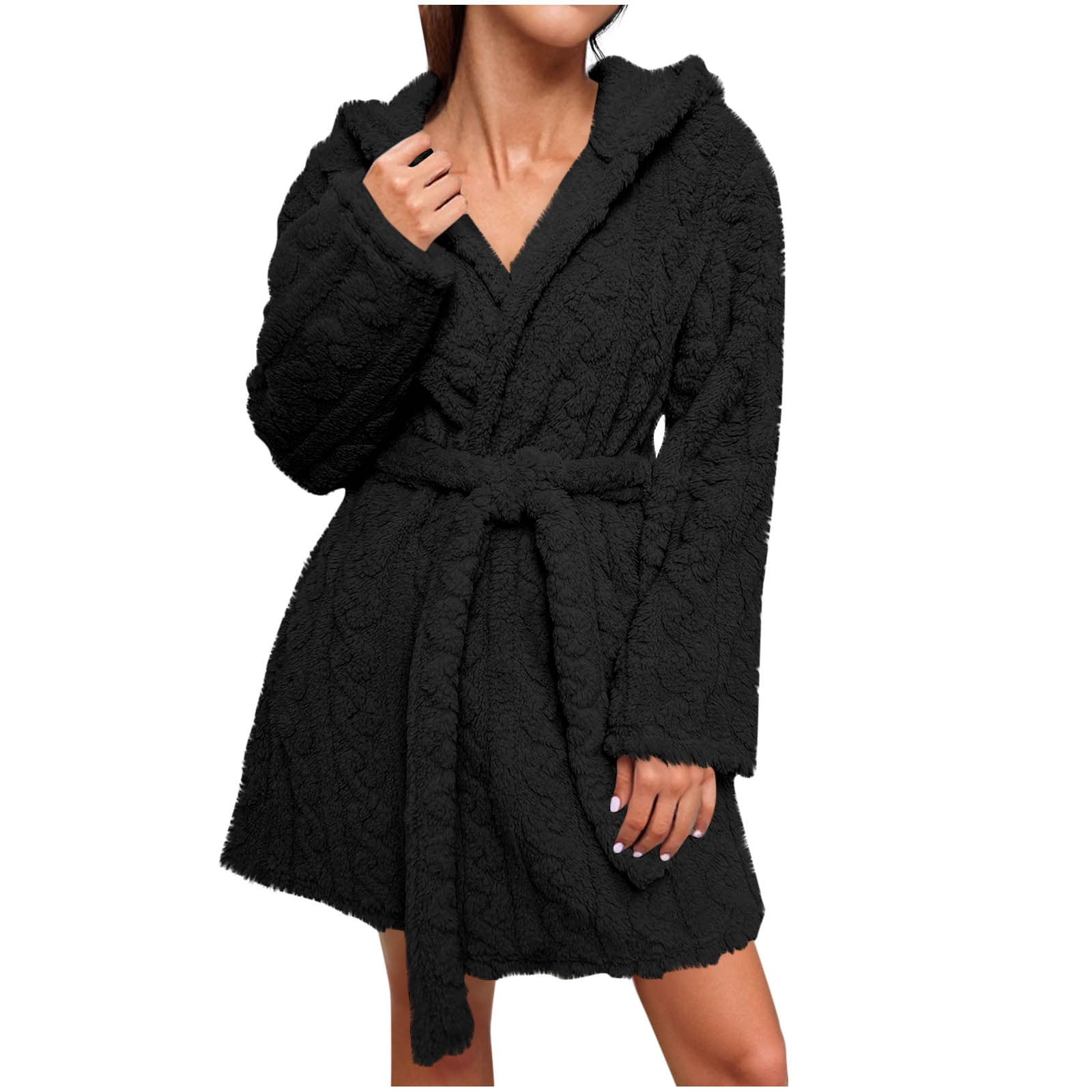 FRSASU Womens Robes Long Sleeve Fashion Solid Color Jacquard Double ...
