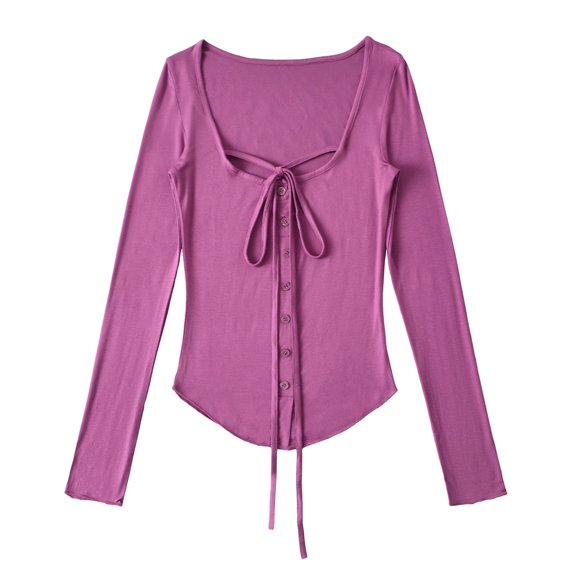 FRSASU Womens Summer/Fall Tops Dressy Solid Color Casual Long Sleeve ...