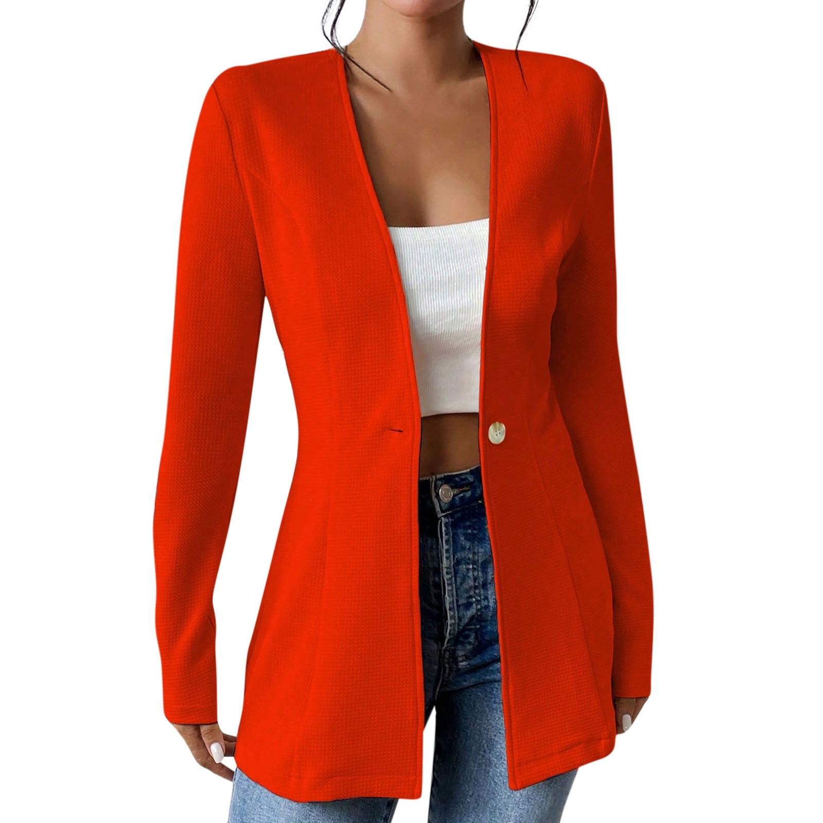 FRSASU Womens Work Blazers Long Sleeve Open Front V Neck Suit Jackets ...
