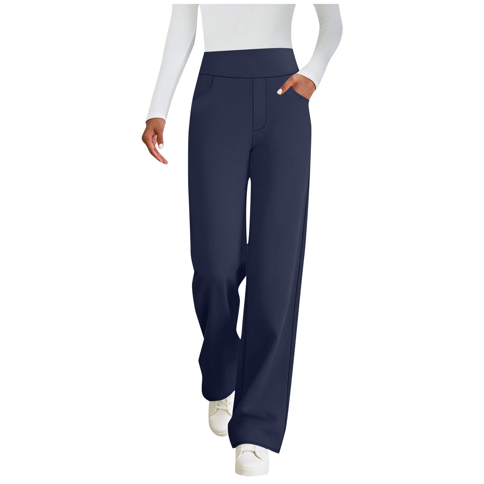 FRSASU Yoga Pants Women Wide Leg Pants with Pockets High Waist Stretch ...