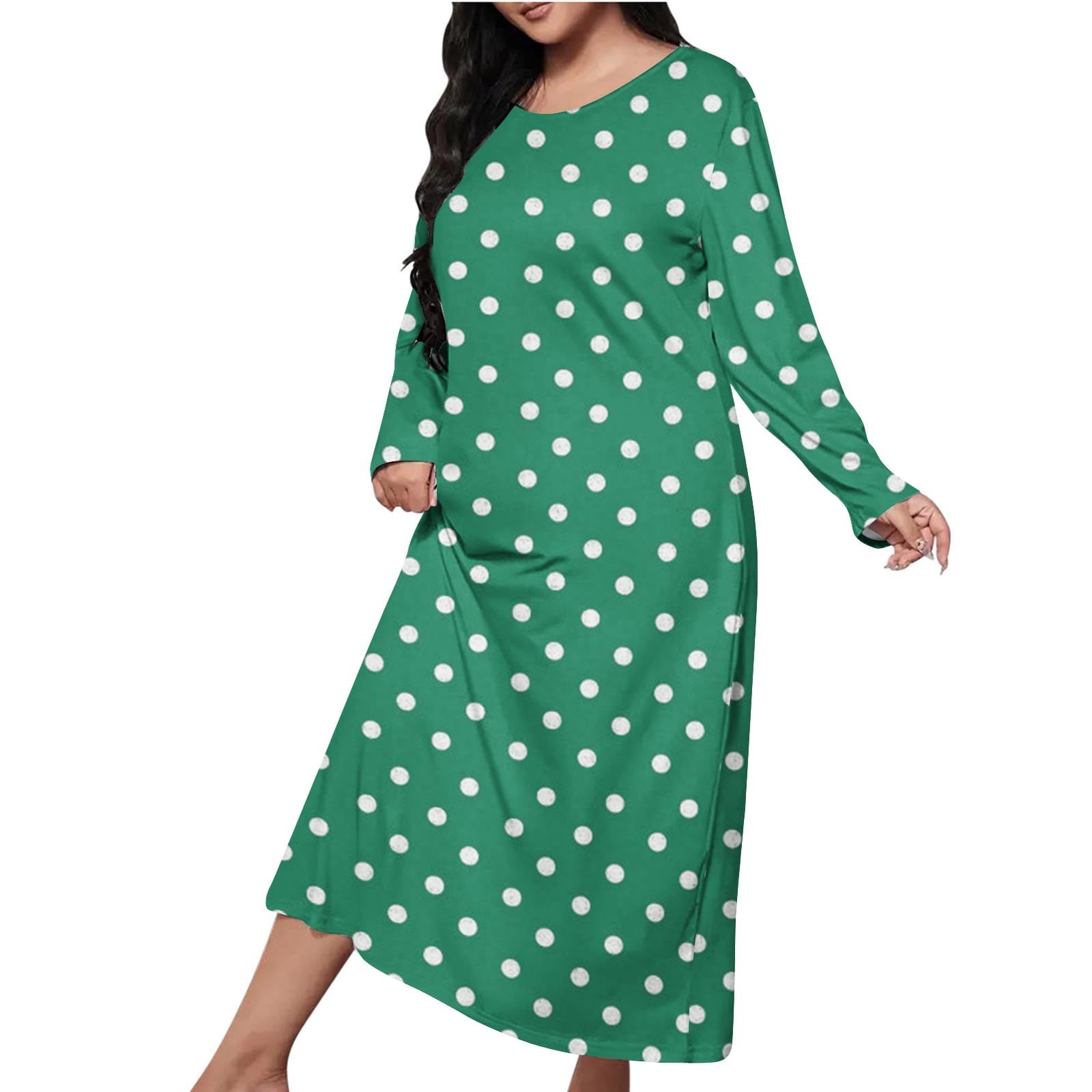 FRSASU owns for Women Long Sleeves Polka Dot Printing Nightgown Soft ...