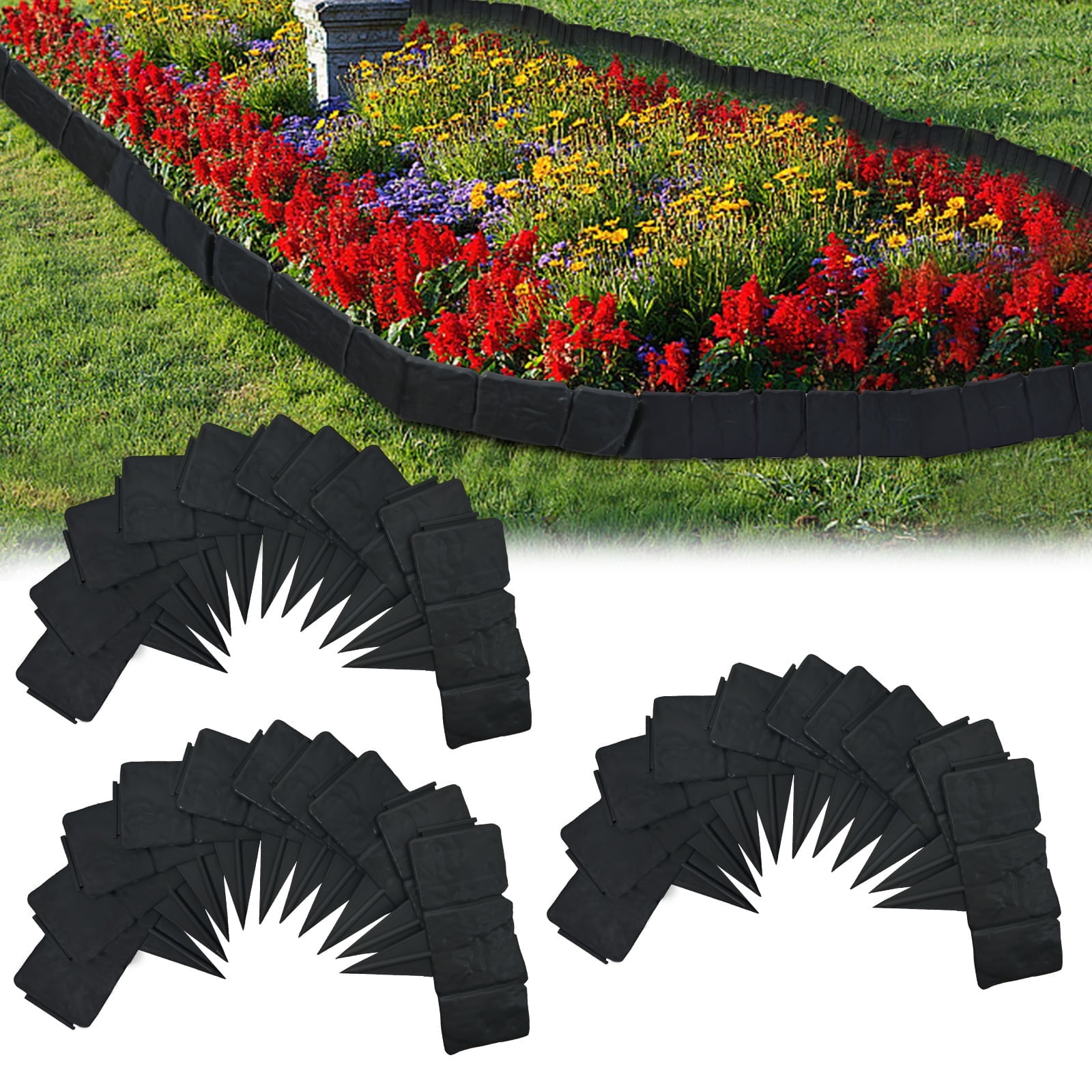 FRTDNE 30Pcs Garden Edging Border Landscape Edging Border,24ft Plastic ...