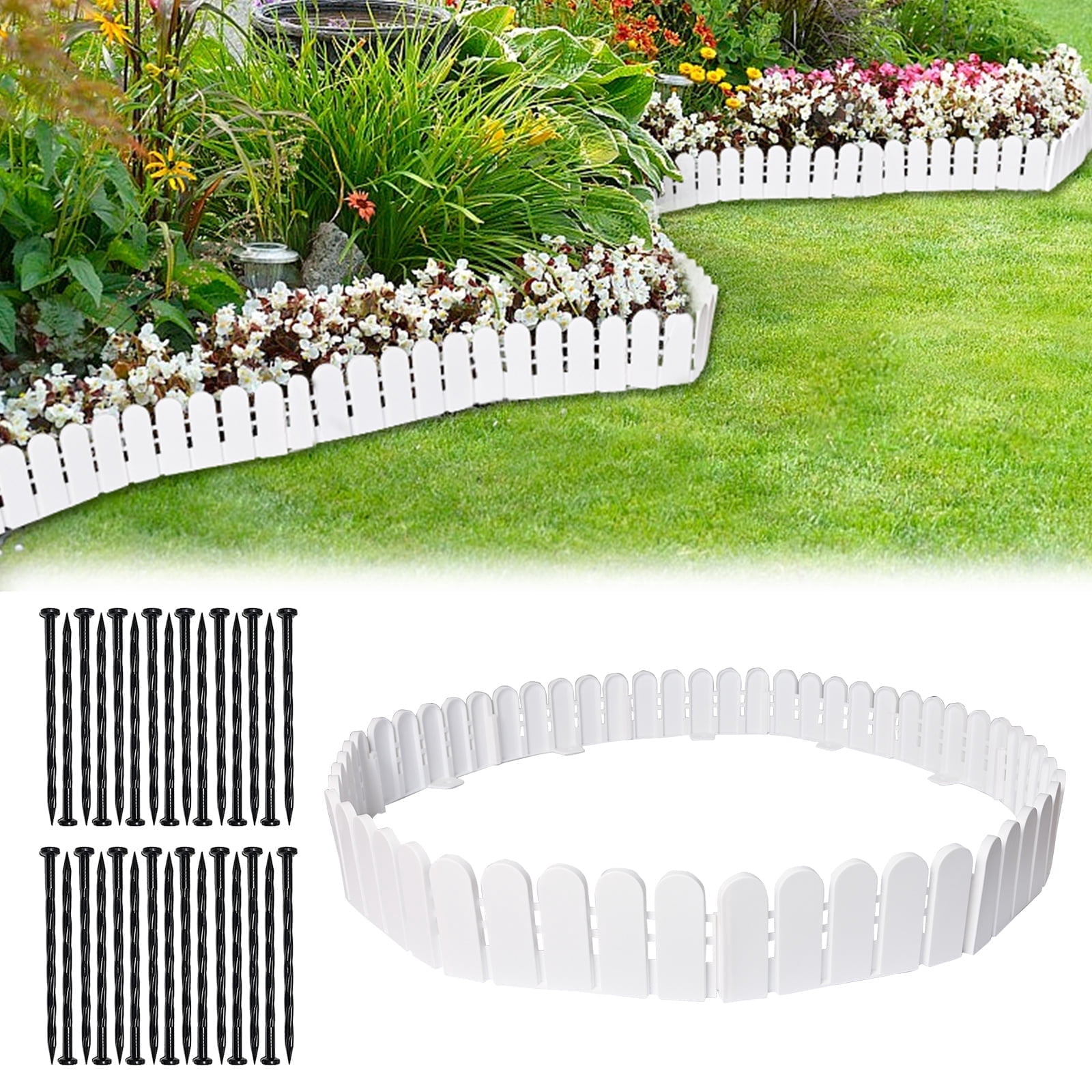 FRTDNE White Garden Edging Border,26ft Landscape Edging 5.9inch Tall ...