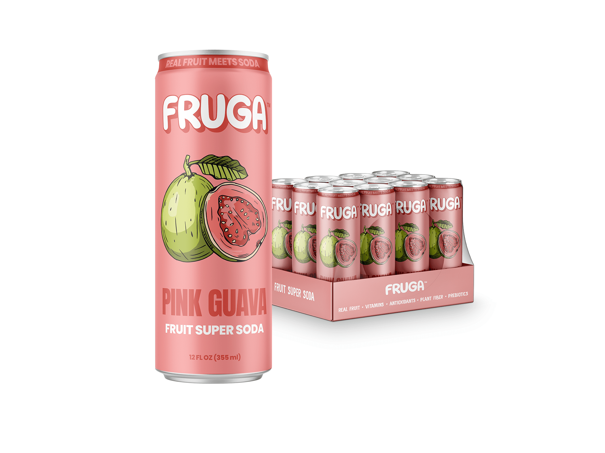 FRUGA Pink Guava Sparkling Fruit Super Soda | Prebiotic Soda, Low Calorie, Healthy Soda Benefits ...
