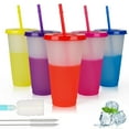 FRUIKING Cold Cups with Lids & Straws - 5 Pack Bright Color Changing ...