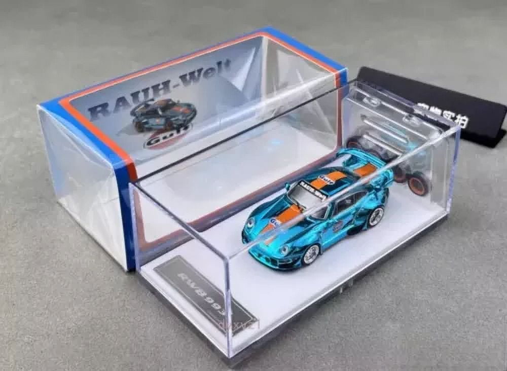 FS 1:64 Plating Blue Gulf RWB 993 GT Racing Sports Model Diecast Metal ...