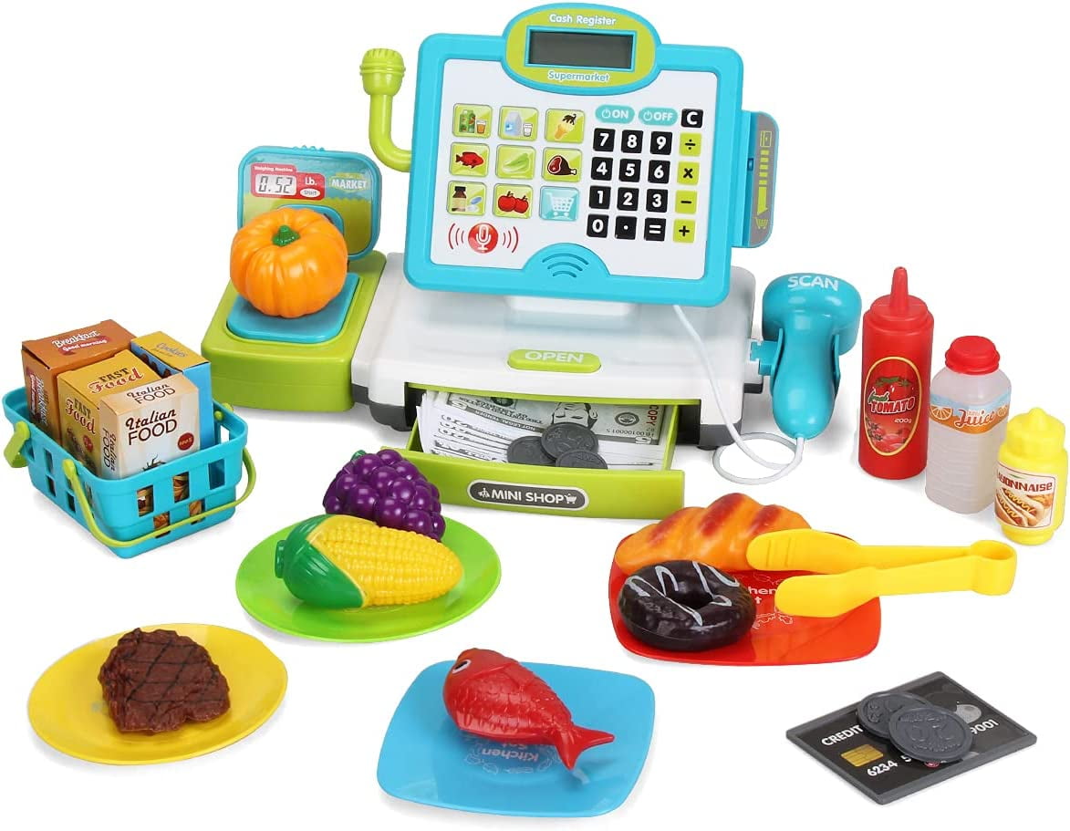FS Pretend Play Cash Register Toys with Scanner, Calculator, Large ...