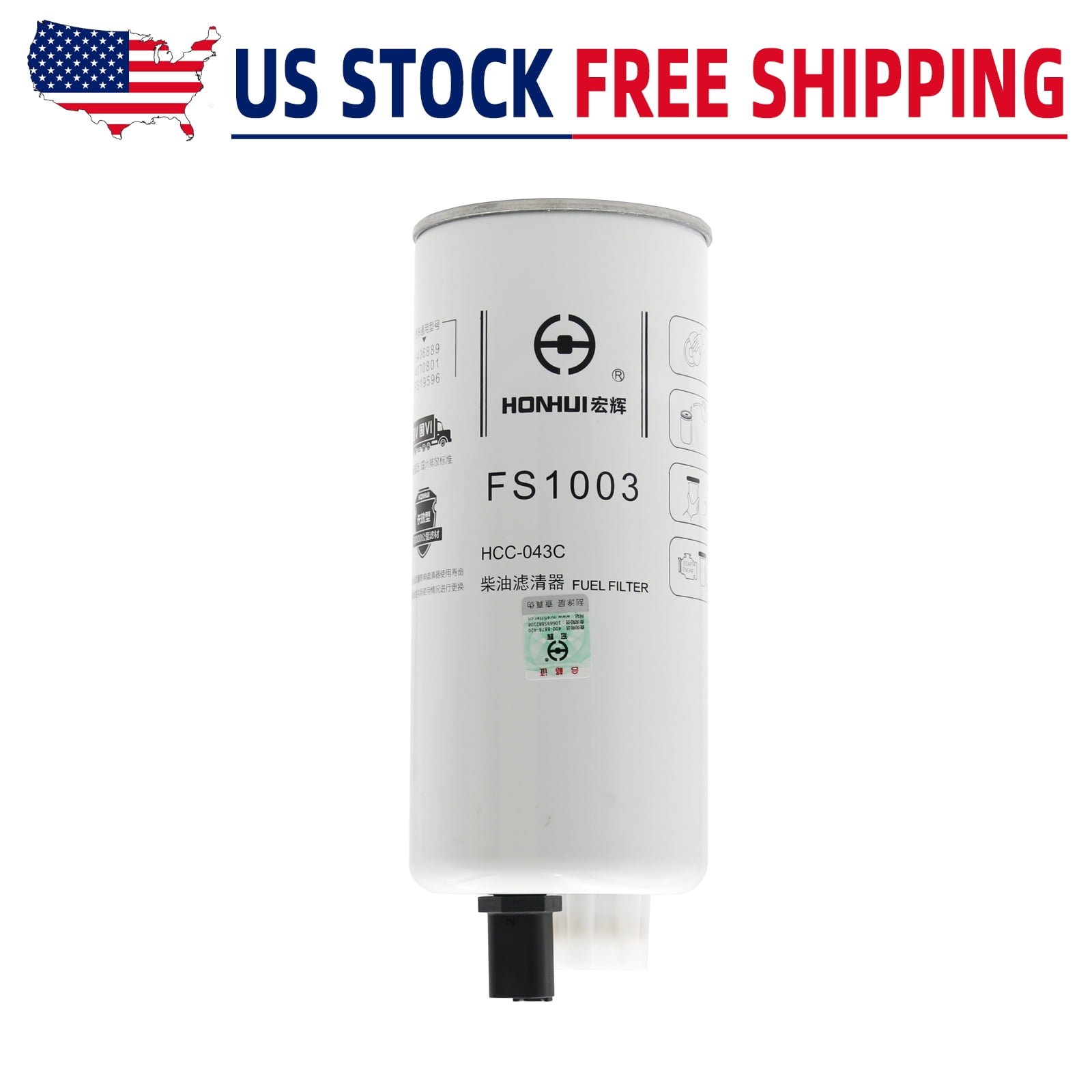 FS1003 Fuel Water Separator Filter w/Sensor Fits:Freightliner Peterbilt ...