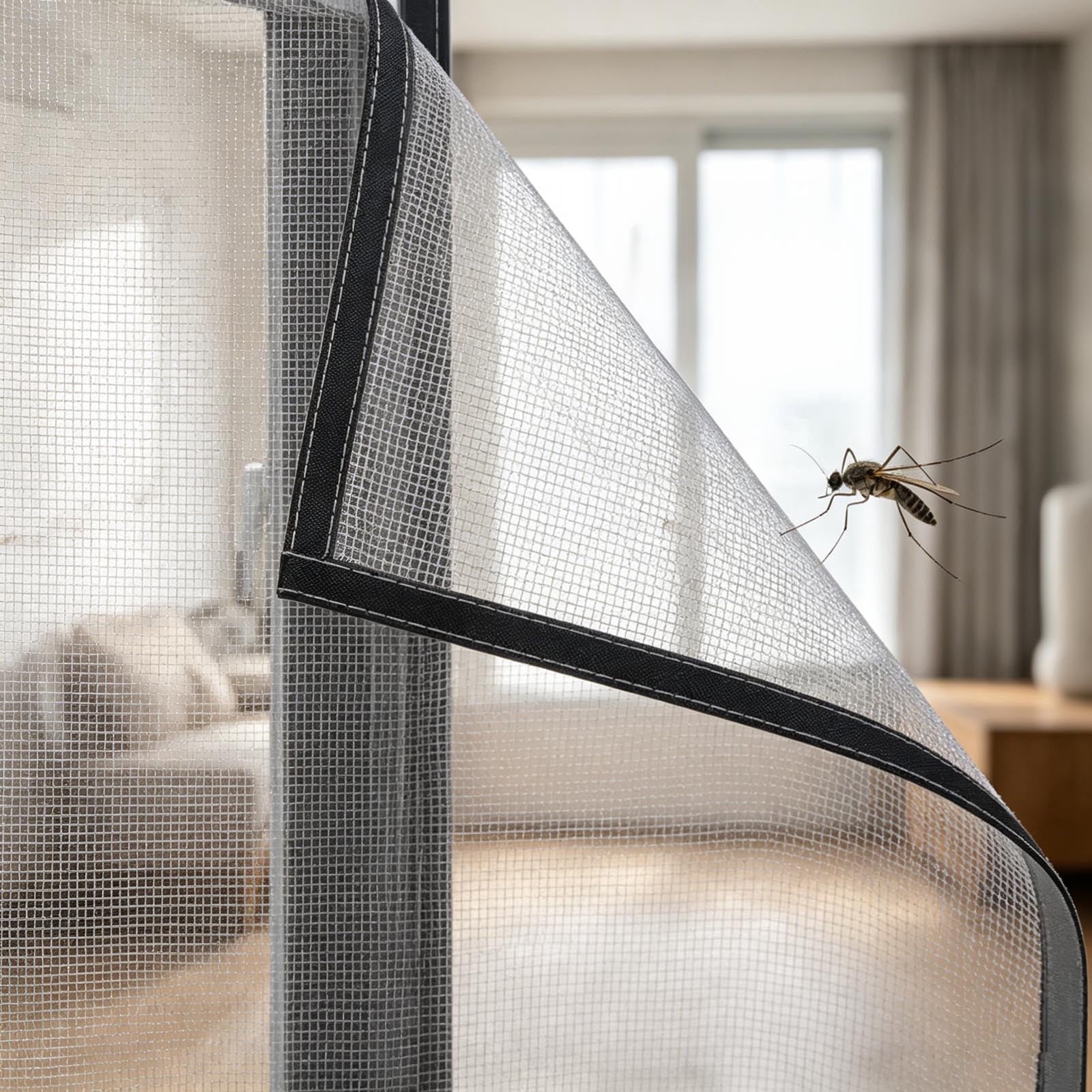 FSAGAE 60x40cm Gray Fiberglass Window Screen Mesh Self Netting Curtain ...