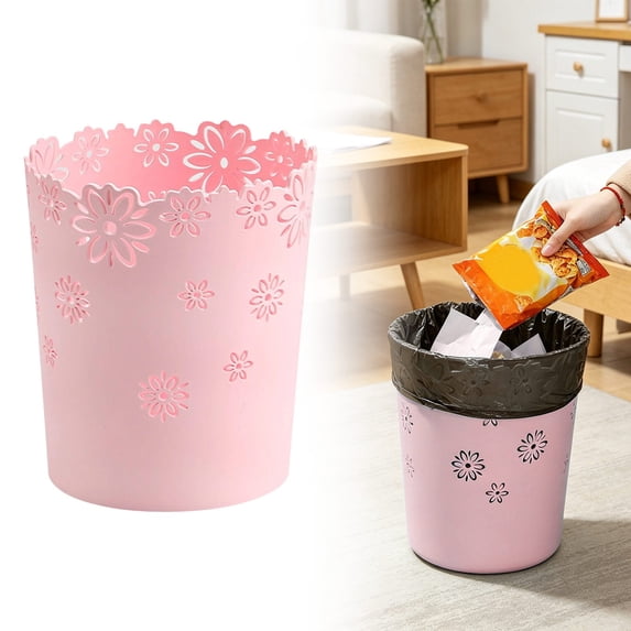 FSAGAE Round Trash Can Large Plastic Waste Basket No Lid for Kitchen ...