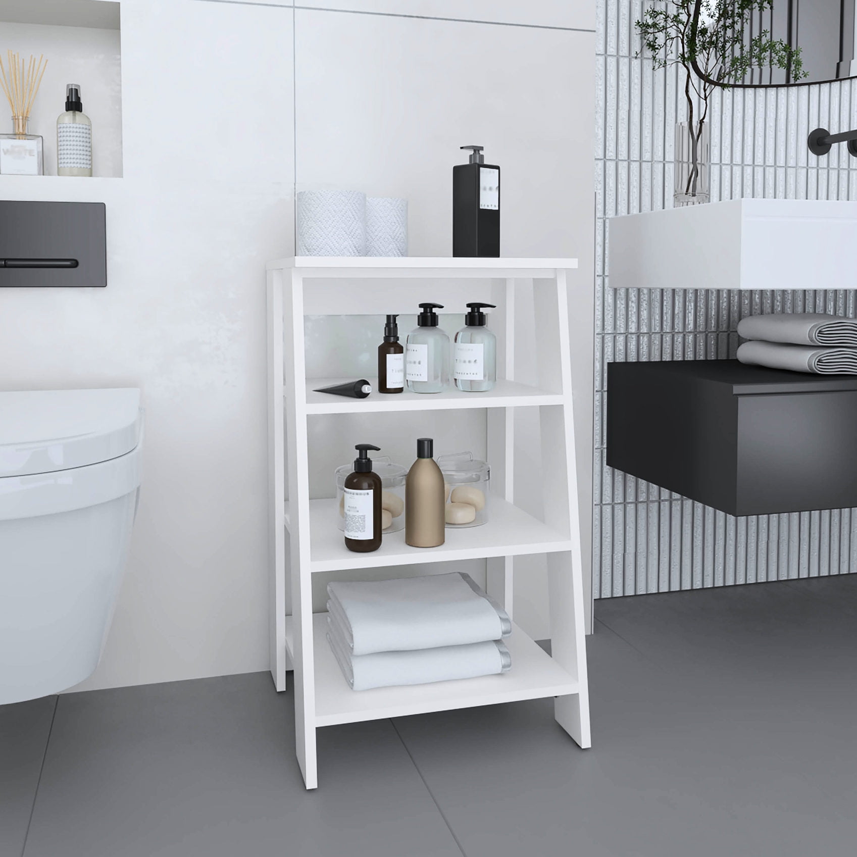 FSC - Certified and Stylish Linen Cabinet - Four - shelf Vertical ...