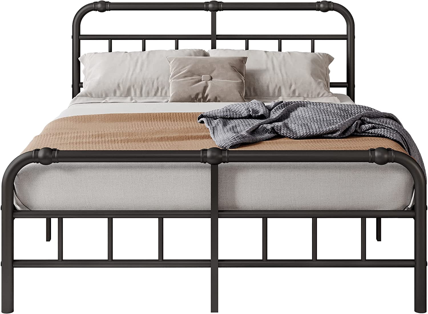 FSCHOS King-Bed-Frame-and-Headboard & Footboard 14 Inch High Metal ...