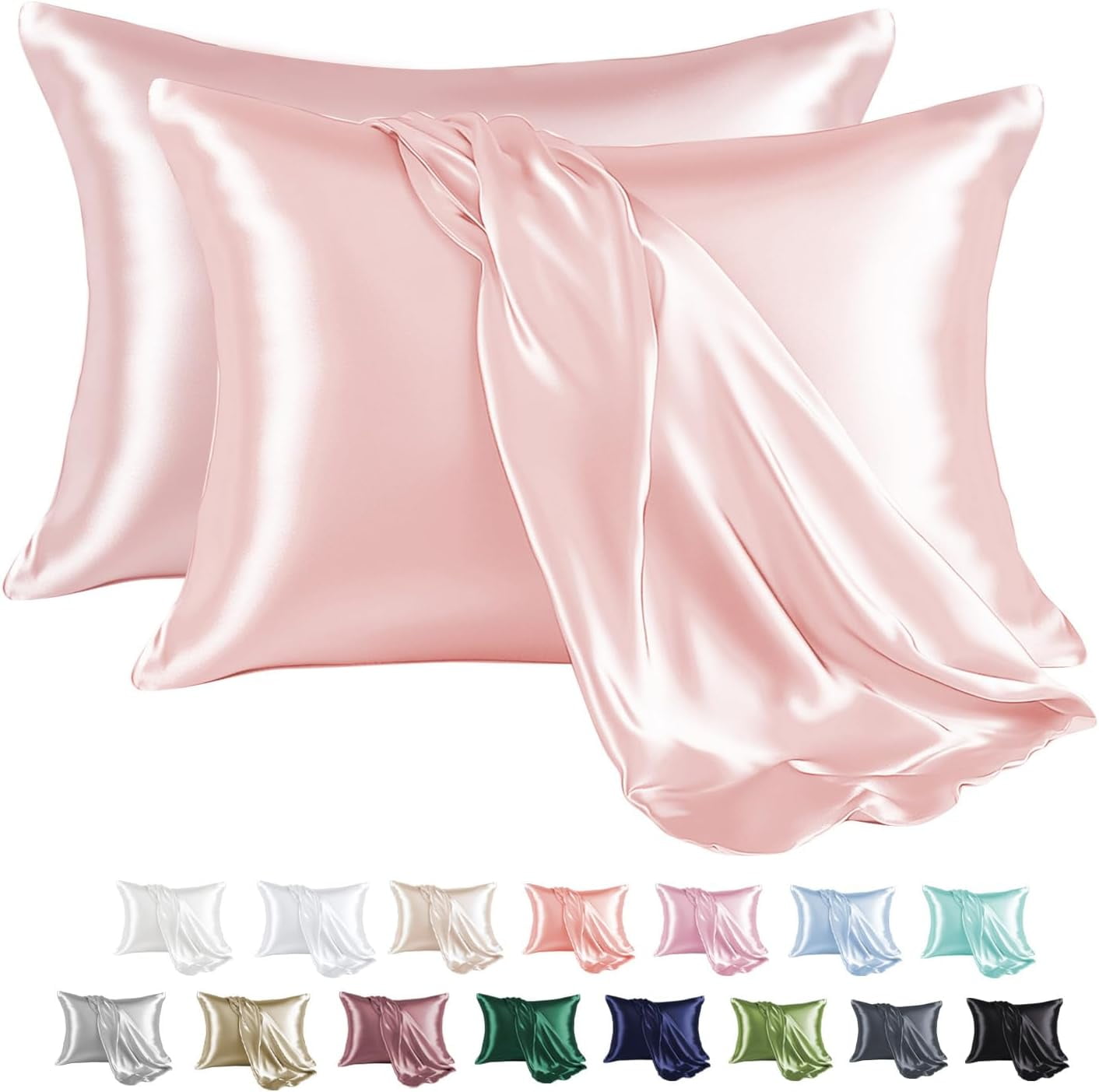 FSCIDA-Satin Pillowcase for Hair and Skin, Silk Satin Pillowcase 2 Pack ...