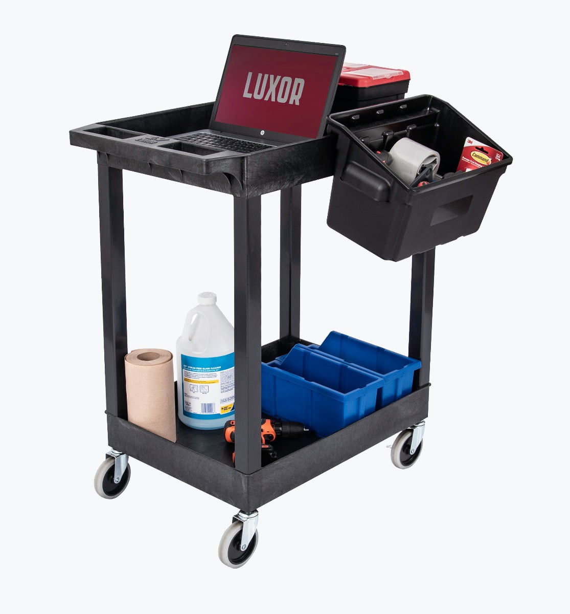 FSE 373-SEC11-B-OUTRIG 24" x 18" Plastic Utility Tub Cart - Two Shelves ...