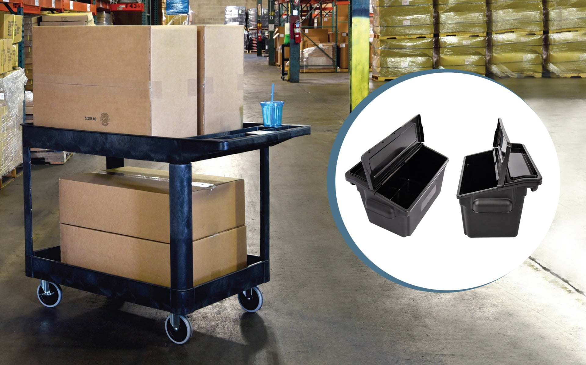 FSE 373-XLC11-B-OUTRIG 24.5" x 45.5" Heavy Duty Utility Tub Cart - Two ...