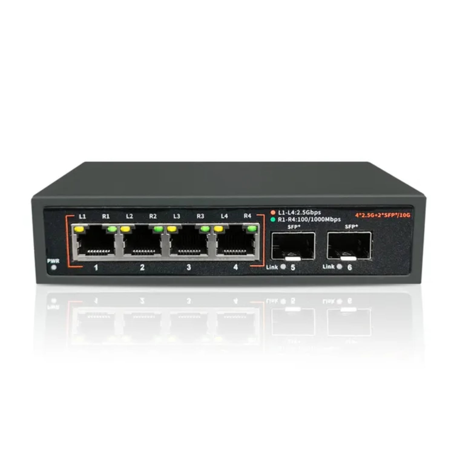 FSHNGTA Fanless 2.5G Ethernet Switch with 4*2.5G Ports and 2*10G SFP+ ...