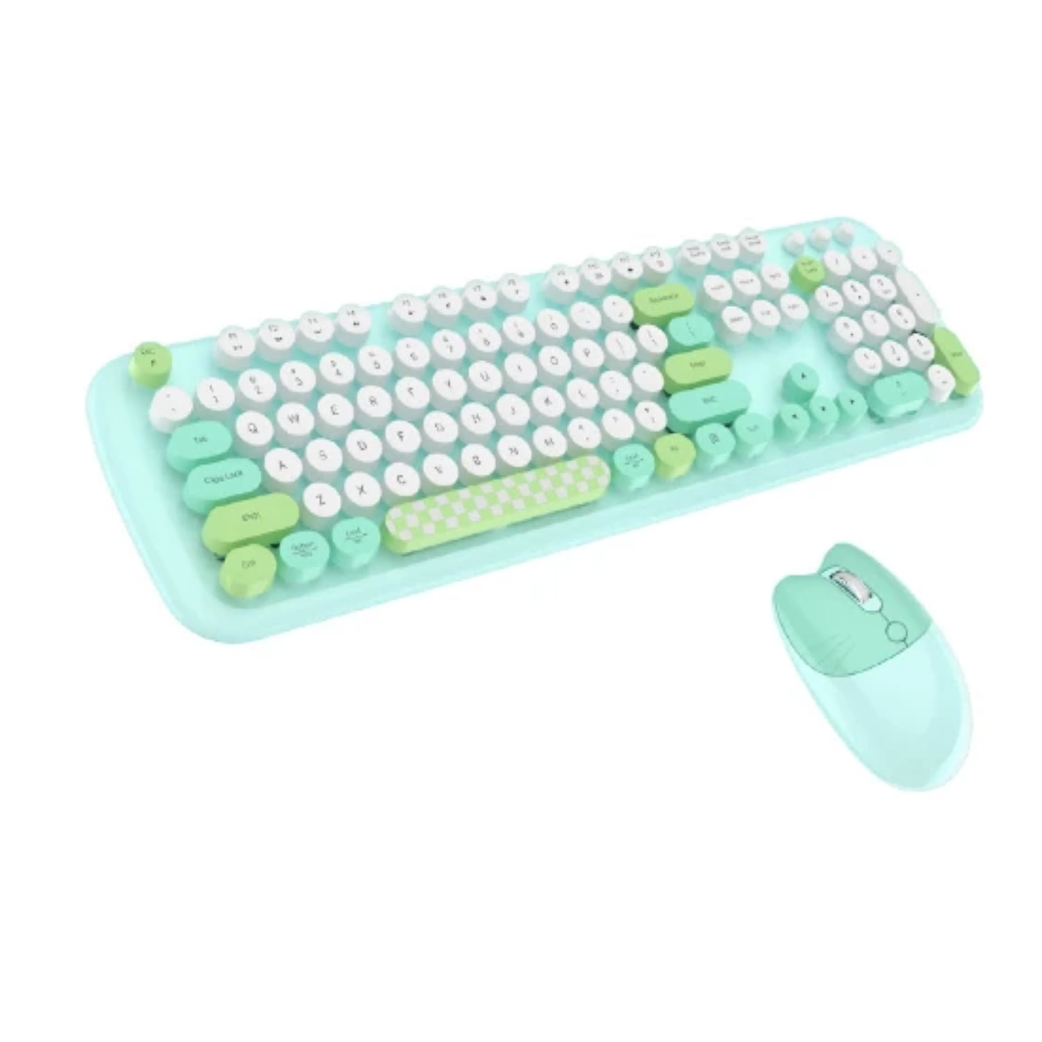 FSHNGTA Full-Size Retro Wireless Keyboard and Mouse Combo 2.4G ...